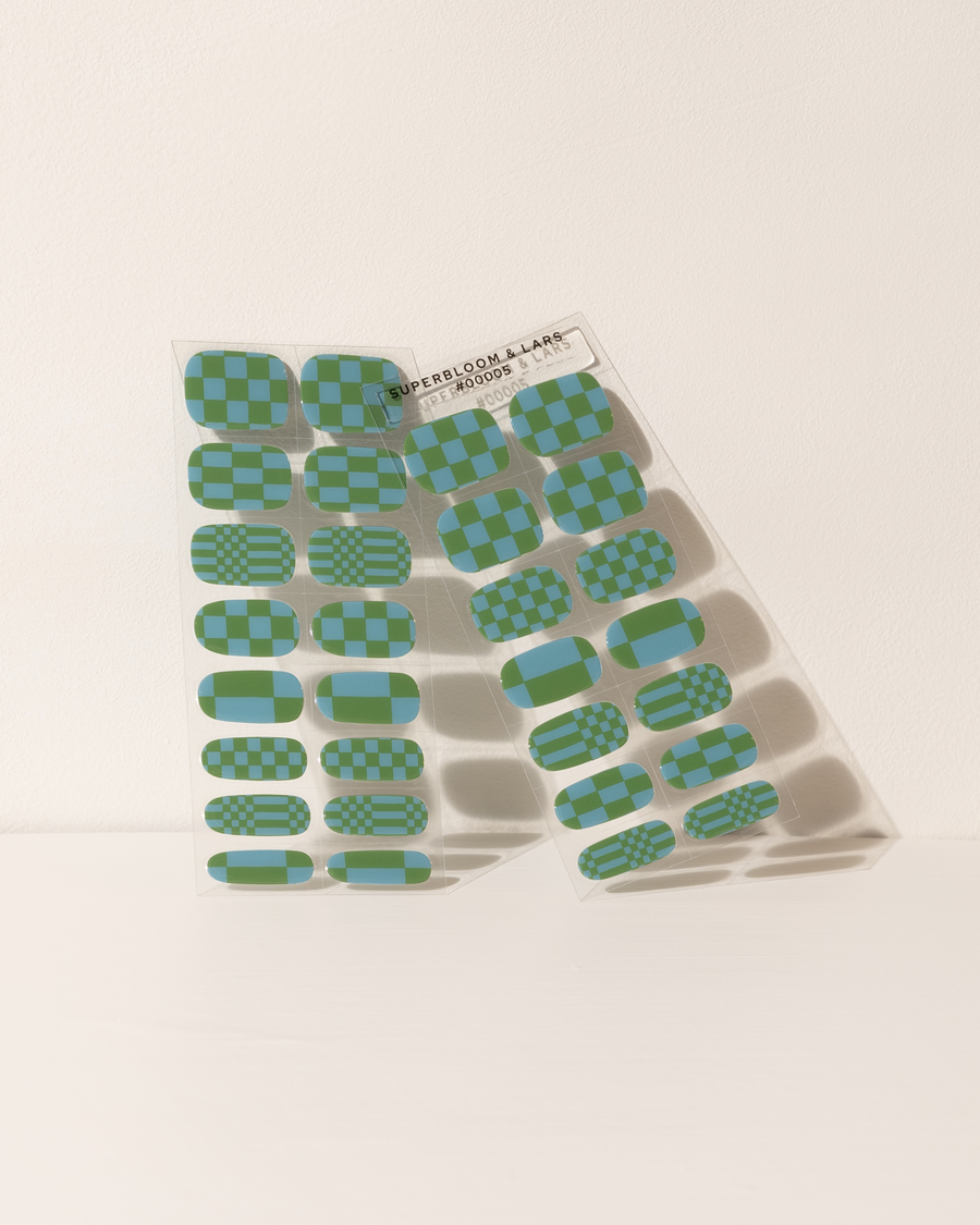 Teal & Green Checkerboard - Gel Nail Strips – Superbloom